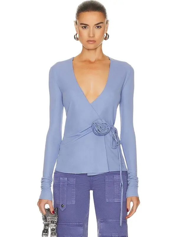 Blumarine Long Sleeve Wrap Top - Jasmine