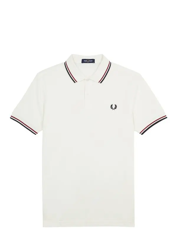 Fred Perry Twin Tipped Piqué Cotton Polo Shirt - White