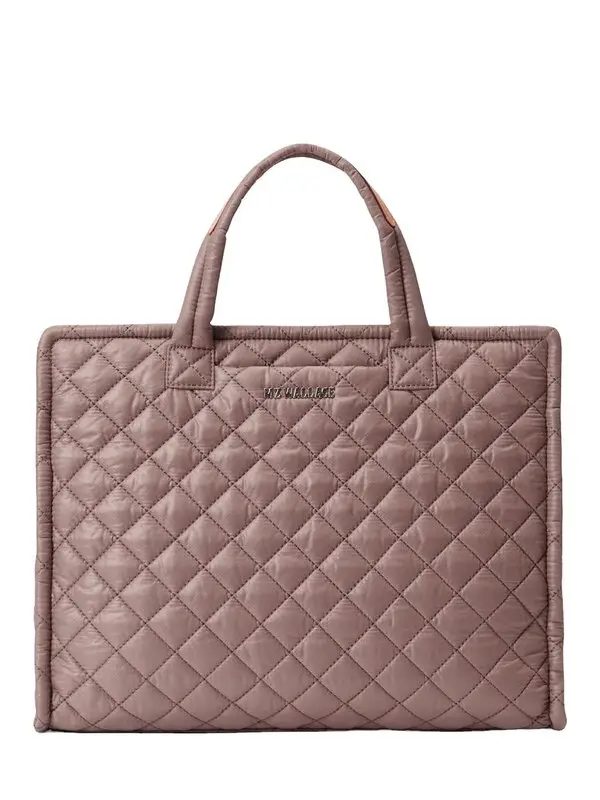 Mz Wallace Diamond Quilted Nylon Box Tote - Mauve