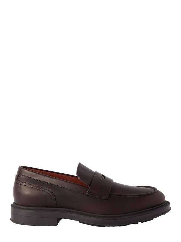 Loro Piana Travis Leather Penny Loafers - Brown