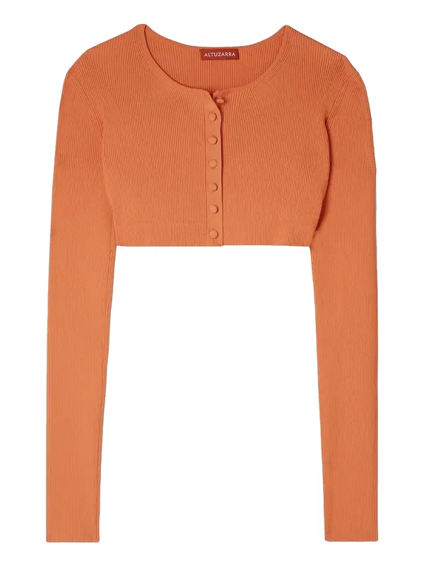 Altuzarra Cropped Ribbed-knit Cardigan - Orange