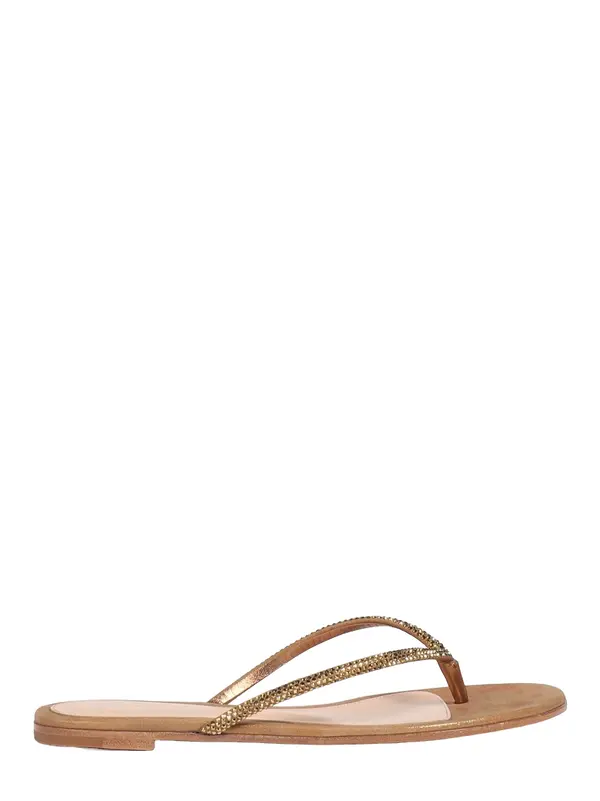GIANVITO ROSSI India Crystal-embellished Flip Flops - Gold