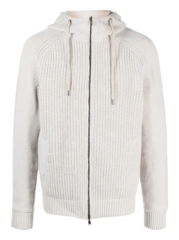 Herno Zip-fastening Wool Hooded Jacket - Grey