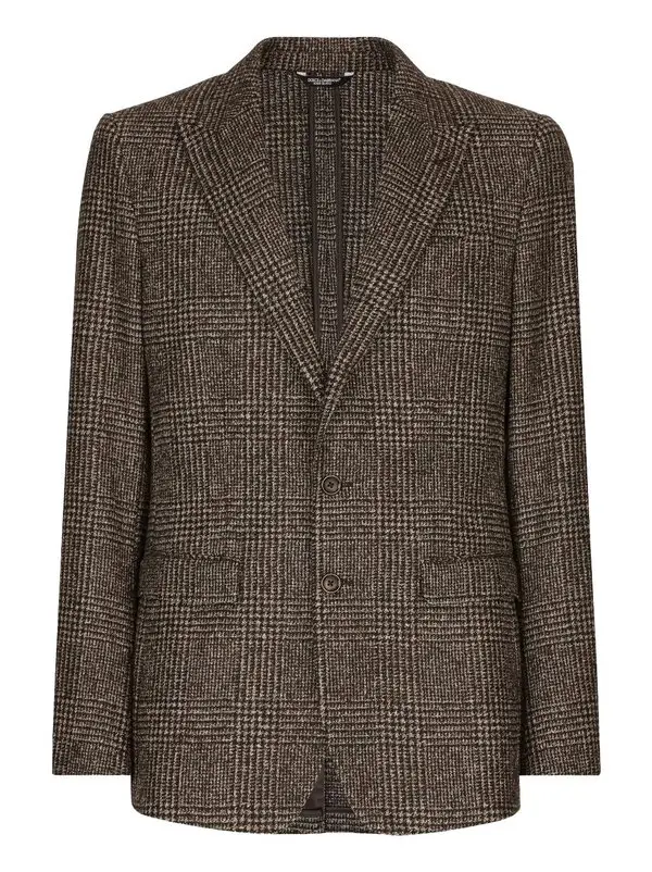 Dolce & Gabbana Prince Of Wales Single-breasted Blazer - Brown