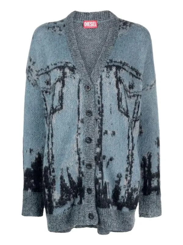 DIESEL® M-rodi Patterned Intarsia-knit Cardigan - Blue