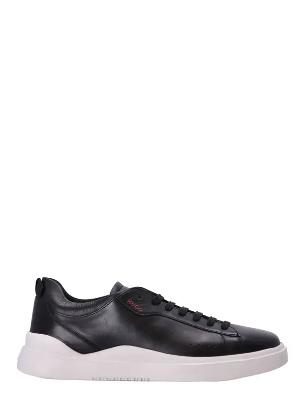 Hugo Logo-debossed Leather Low-top Sneakers - Black