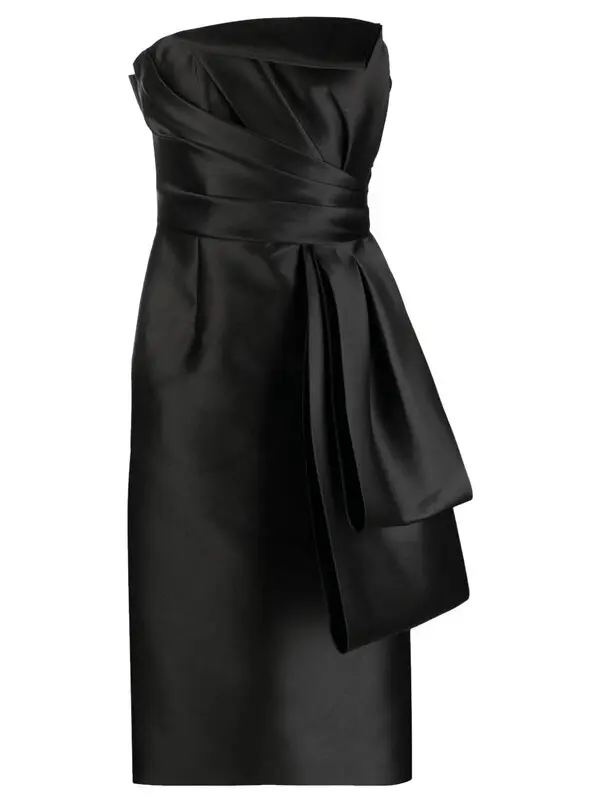 Alberta Ferretti Mikado Bow-detail Midi Dress - Black