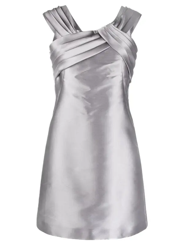Alberta Ferretti Pleated Mikado Mini Dress - Grey