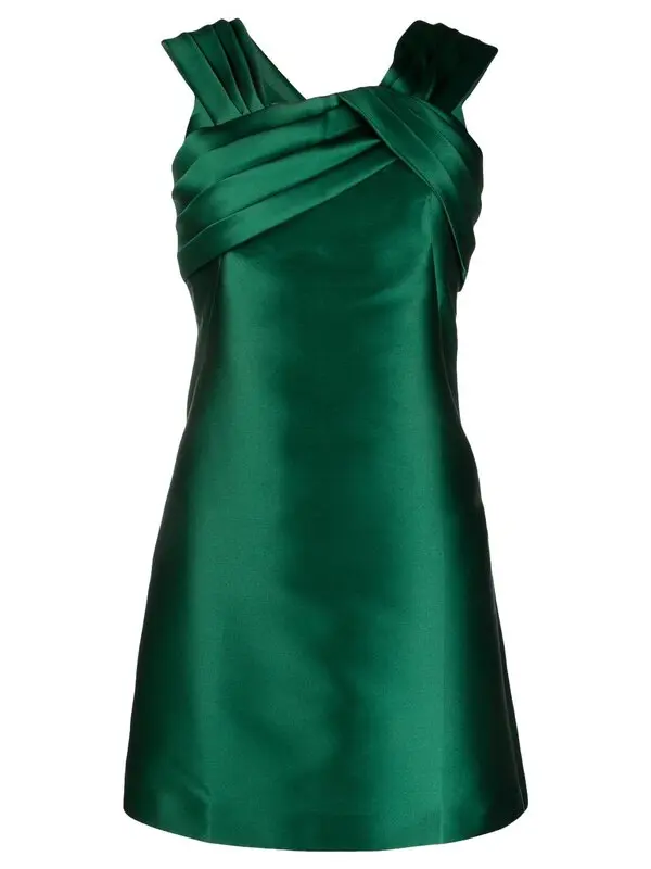 Alberta Ferretti Pleated Mikado Minidress - Green