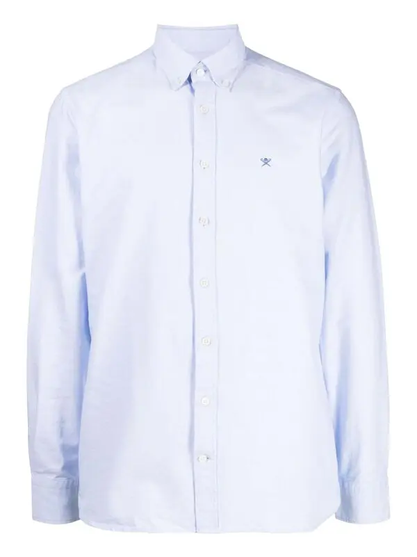 HACKETT LONDON Logo-embroidered Cotton Shirt - Blue