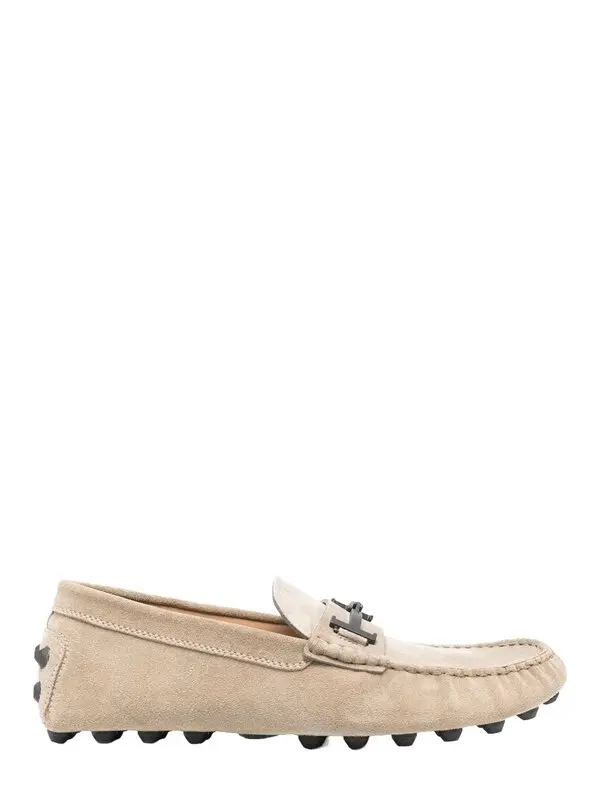 TOD'S Gommino Double T Suede Loafers - Neutrals