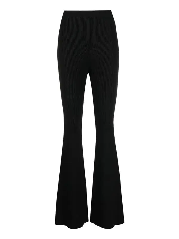 Stella McCartney Ribbed-knit Flared Trousers - Black