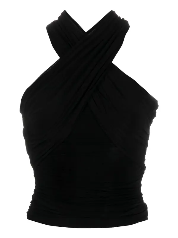 Saint Laurent Halterneck Ruched Top - Black
