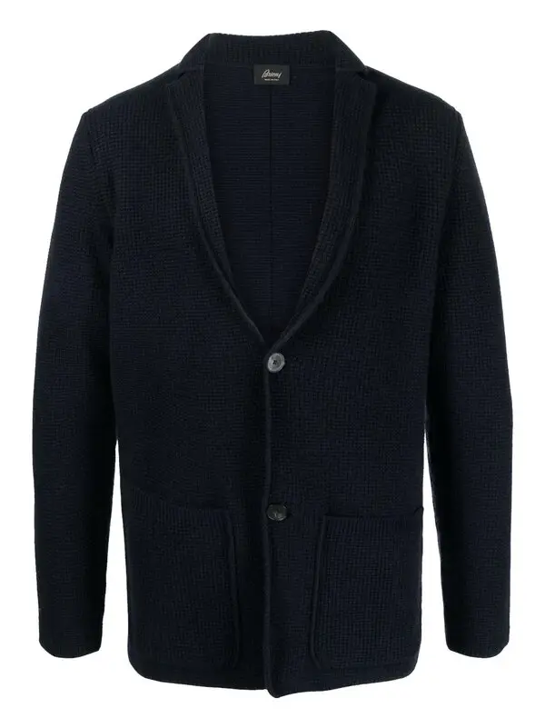 Brioni Waffle-knit Button-up Cardigan - Blue