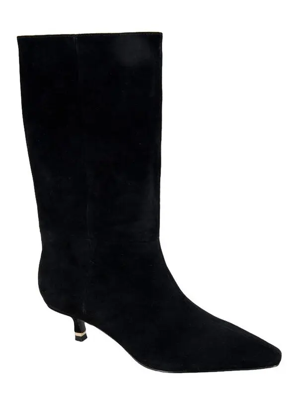 KENNETH COLE Meryl Pointed Toe Boots - Black Suede