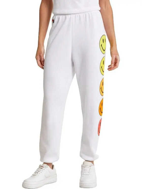 Aviator Nation Smiley Graphic Sweatpants - White
