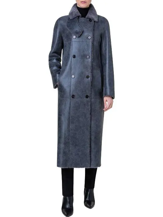 Akris Double-breasted Shearling Coat - 881 Slate