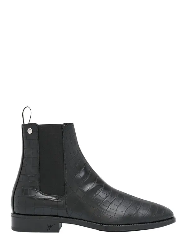 GIUSEPPE ZANOTTI Croc-embossed Chelsea Boots - Nero