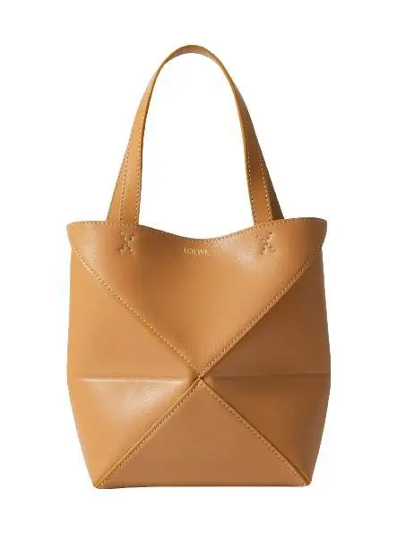 Loewe Puzzle Fold Convertible Leather Tote Bag - Brown