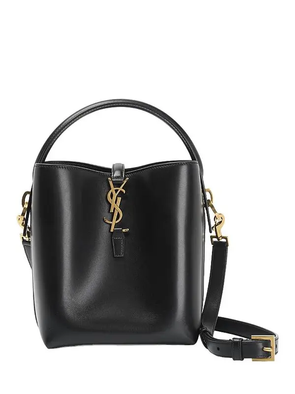 Saint Laurent Le 37 Shiny Leather Bucket Bag - Nero Gold/shiny Leather