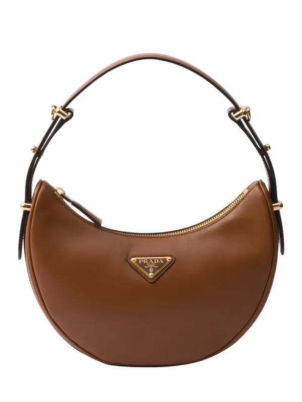 Prada Arqué Small Leather Shoulder Bag - Cognac