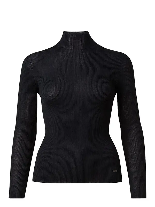 Akris Cashmere-silk Fine Ribbed Knit Pullover - Black