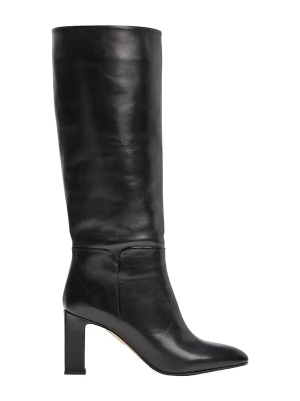 AQUAZZURA Sellier Calfskin Tall Boots - Black