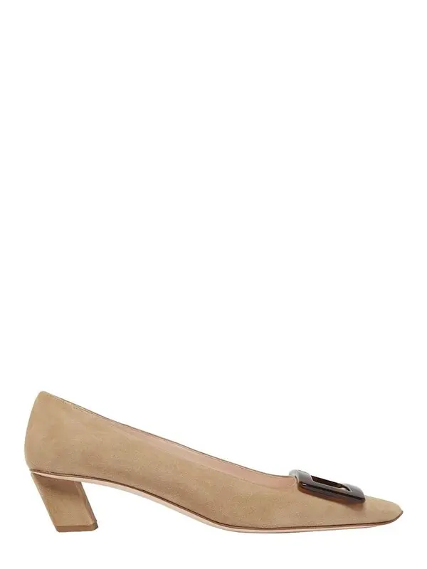 ROGER VIVIER Belle Vivier Suede Buckle Pumps - Tabacco Chiaro