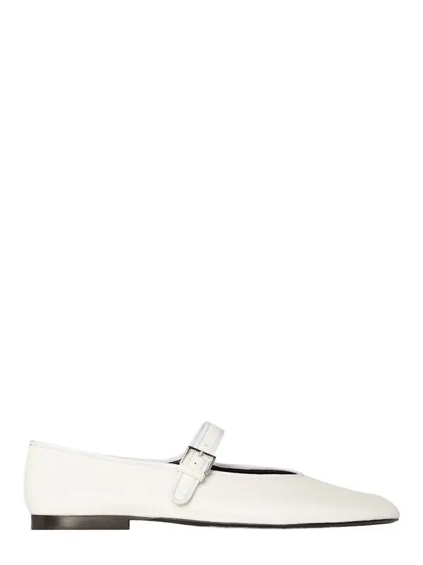 THE ROW Boheme Leather Ballerina Flats - Optic White