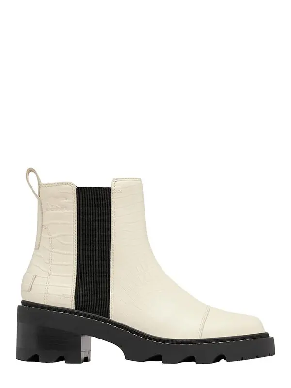 Sorel Joan Now Leather Chelsea Ankle Boots - Chalk/black