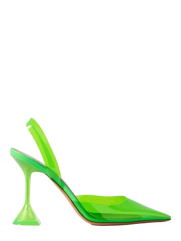 Amina Muaddi Holli 95 Snakeprint Slingback Pumps - Bright Green
