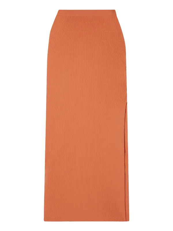 Altuzarra Irvette Ribbed Knit Maxi Skirt - Orange