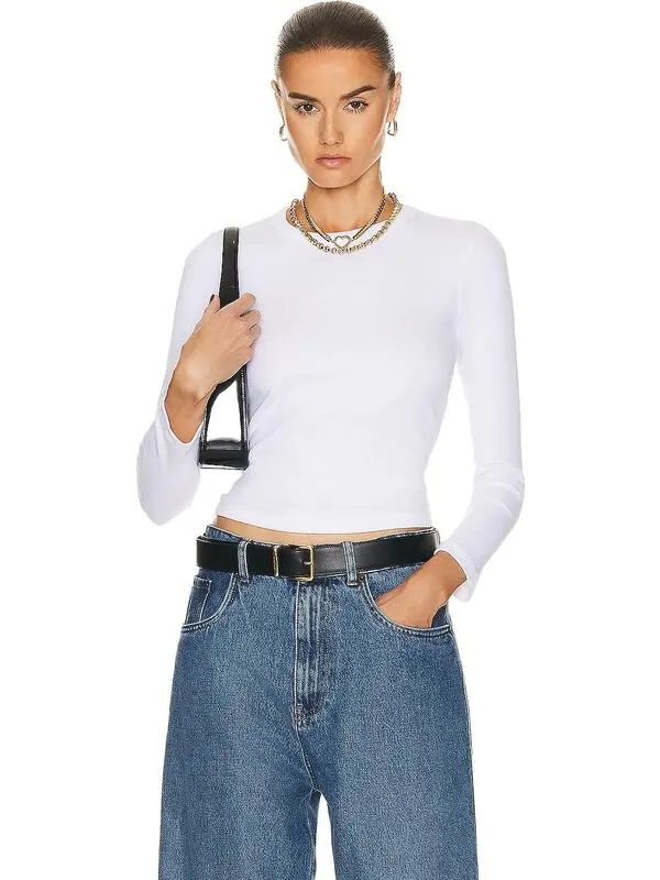 LESET Kelly Slim Fit Long Sleeve Top - White