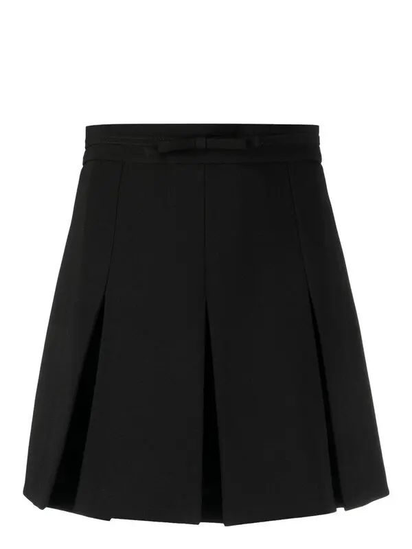 Red Valentino Bow-embellished Pleated Miniskirt - Black