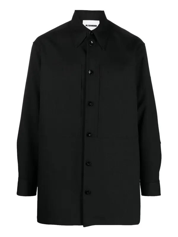 JIL SANDER Pointed-collar Button-up Shirt - Black