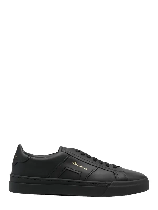 Santoni Leather Low-top Sneakers - Black