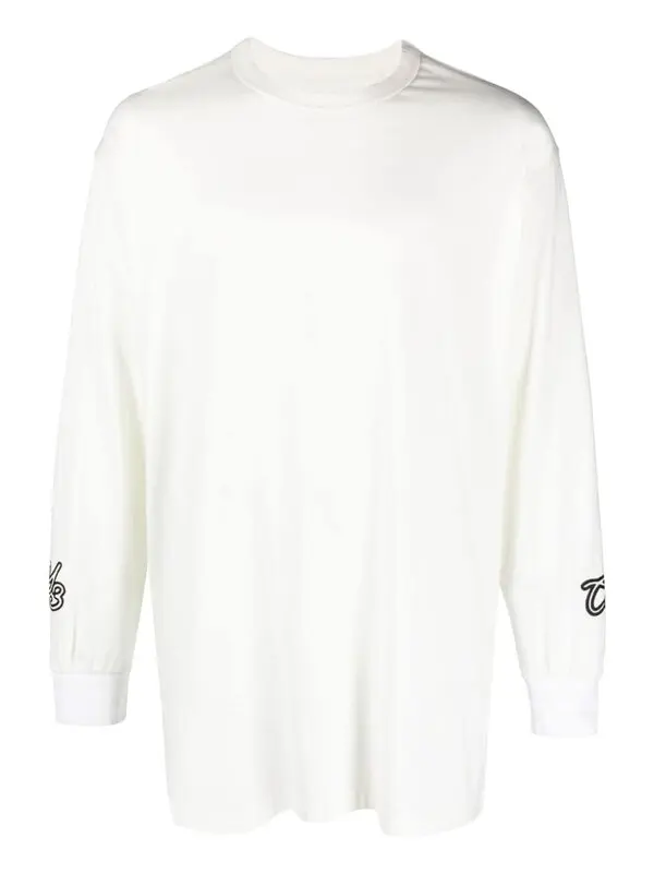 Y3 Gfx L/s Logo-flocked T-shirt - White
