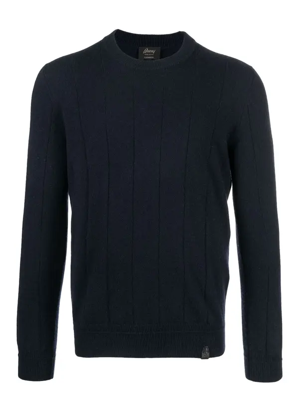 Brioni Vertical-pattern Cashmere Jumper - Blue
