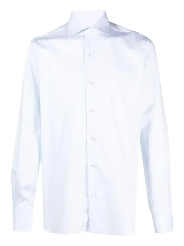 BARBA NAPOLI Long-sleeve Cotton Shirt - Blue