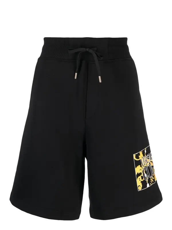 Versace Logo-print Cotton Track Shorts - Black