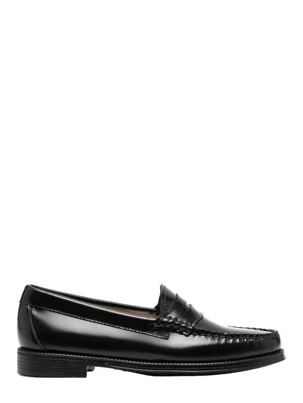G.H.BASS Round-toe Leather Loafers - Black
