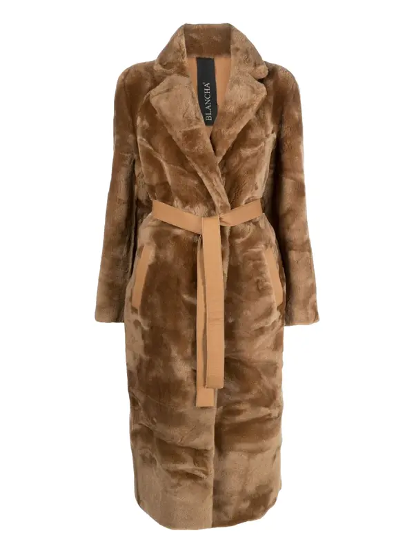 BLANCHA Reversible Shearling Coat - Brown