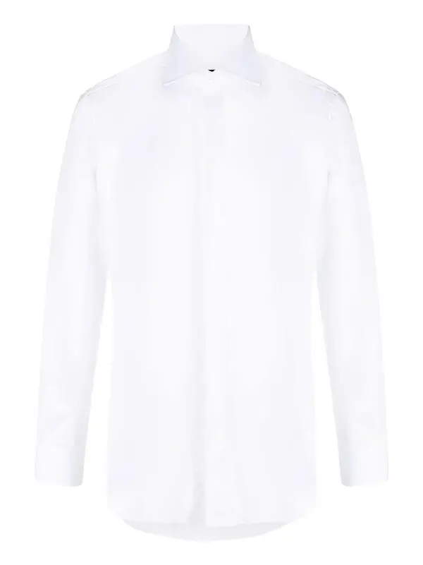 BARBA NAPOLI Cutaway-collar Long-sleeve Shirt - White