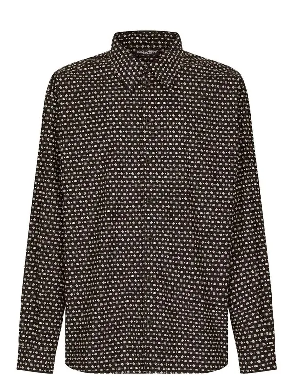 Dolce & Gabbana Geometric-print Cotton Shirt - Black