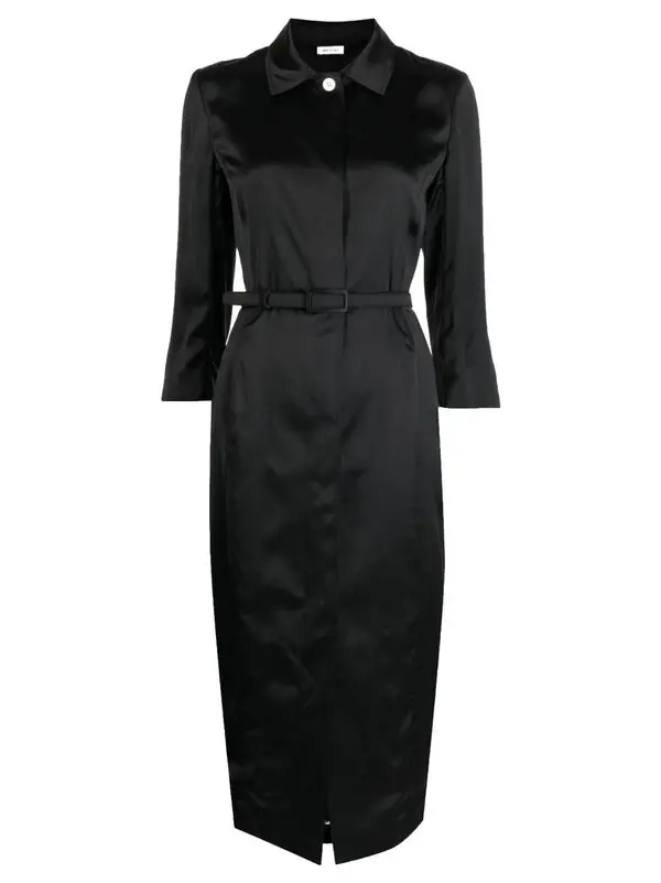 Thom Browne Belted-waist Shirtdress - Black