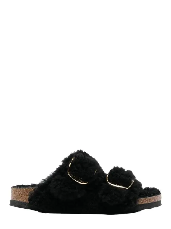 BIRKENSTOCK Arizona Big Buckle Shearling Slides - Black