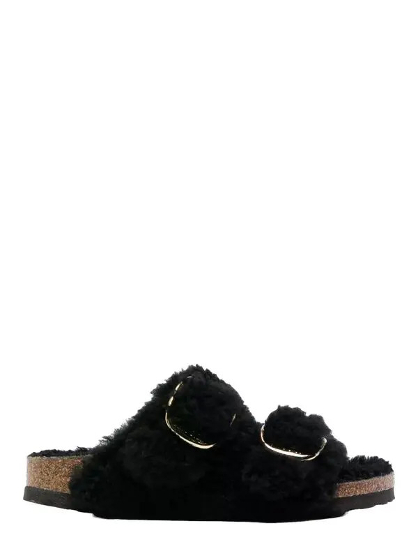 BIRKENSTOCK Arizona Big Buckle Shearling Slides - Black