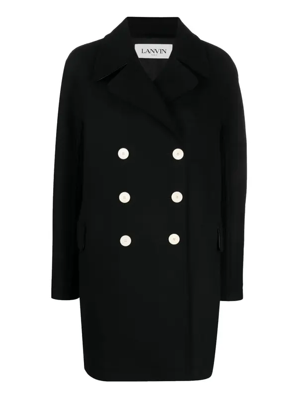 LANVIN Double-breasted Wool Coat - Black