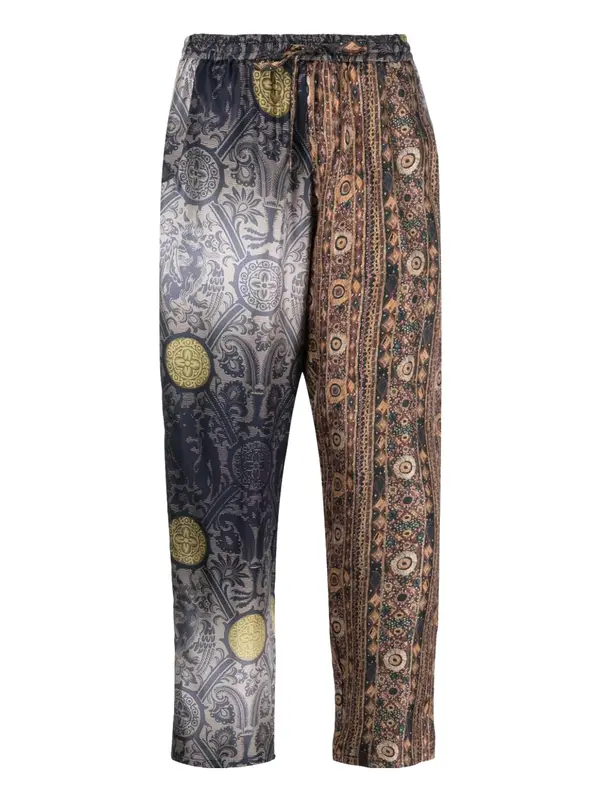 PIERRE-LOUIS MASCIA Graphic-print Trousers - Brown