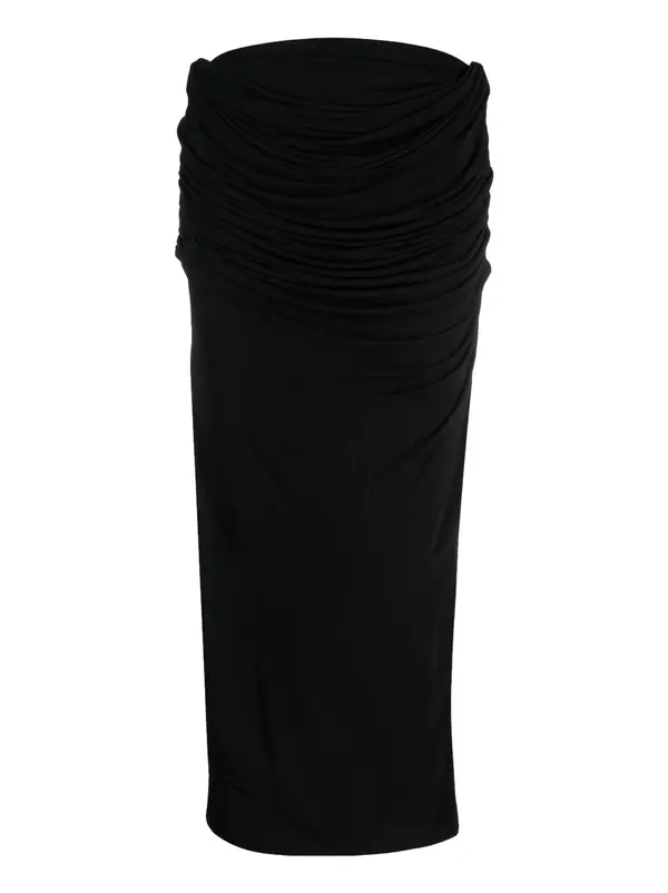 Paris Georgia Draped Straight Midi Skirt - Black